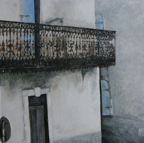ANNE WALMSLEY - Lace balcony with stop sign - STALA CONTEMPORARY