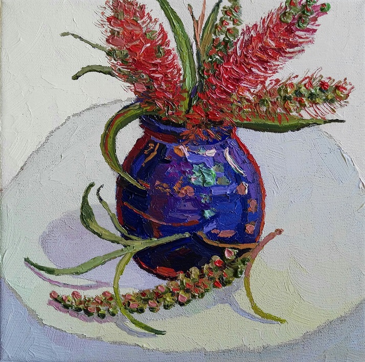 CHLOE TUPPER - Bottle Brush in Blue Vase - STALA CONTEMPORARY
